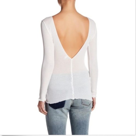 Free People | Tops | New Free People White Ribbed Low Back Stretch Top ...